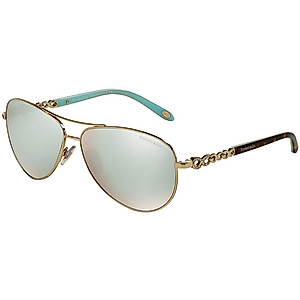 Tiffany Model: TF3049B - 609164 PALE GOLD Frame w/DARK BROWN MIRROR WHITE Lens 58-12-140