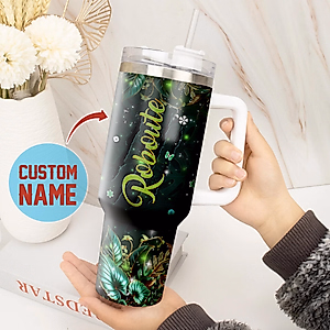 WAZONE Personalized Alligator Tumbler 40oz with Handle and Straw Easily Distracted By Alligators Custom Name Travel Mug Jewelry Style Stainless Steel Cup Gifts for Men Women Animal Lovers
