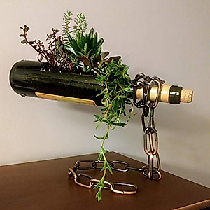 TBWHL Novelty Magic Wine Bottle Holder Floating Steel Link Chain Wine Bottle Rack/Holder - Holds Bottles in The Air (Brown)