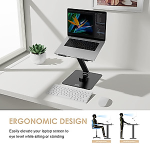 Minthouz 360 Rotating Laptop Stand for Desk - Aluminum Laptop Riser Adjustable Height up to 16.3 inch, Ergonomic Computer Stand for All Laptops 10-17 inch