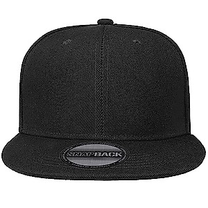 Gelante Snapback Hats for Men - Flat Bill Brim Baseball Cap Hat - Plain Blank Adjustable 1500-1PC Black