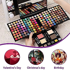 Women Makeup Sets Full Kits - 190 Colors Cosmetic Make Up Gifts Combination with Eyeshadow Facial Blusher Eyebrow Powder Face Concealer Powder Eyeliner Pencil Lip Colors with Full Size Mirror All-in-One Makeup Palette Kit (SET B)