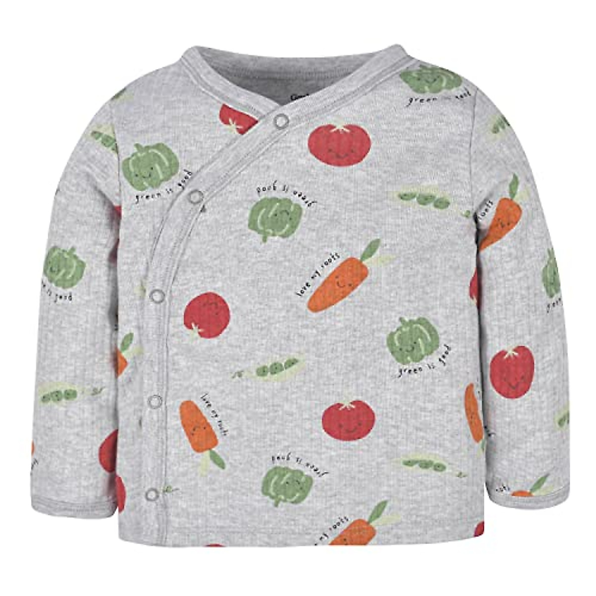 Gerber Baby Newborn Hospital Pointelle Outfit Shirt, Footed Pant and Cap, Vegetables Grey, Newborn