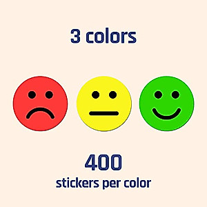 1" Happy/Sad Smiling Face Behavior Stickers - (Red/Yellow/Green), Pack of 1200