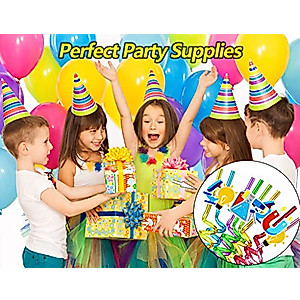 24pcs Science Theme Shaped Straws Reusable Plastic, Drink Cocktail Straws with Cartoon Decorations Kids Mad Scientist Party Supplies Birthday Party Favors