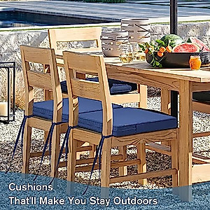 HAVARGO Outdoor Seat Cushions Set of 2, 18.5X16 Outdoor Chair Cushions Waterproof 1500H Fade-Resistant Patio Chair Cushion, Patented Ventilation Chair Cushions for Outdoor Furniture, Navy Blue