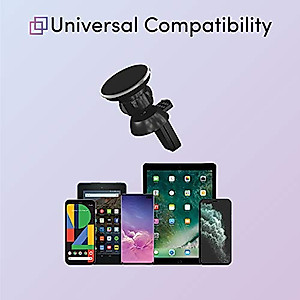 TALK WORKS Air Vent Magnetic Cell Phone Car Mount Compatible w/iPhone 13/Pro/Pro Max, 14/Plus/Pro/Pro Max, 11/Pro/Max, XR, XS/Max, X, 8, 7, Android, Samsung - 360 Rotation Holder (Black, Pack of 2)