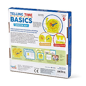 hand2mind Telling Time Basics Center Kit, NumberLine Learn to Tell Time Activity Set, Telling Time Teaching Clock Activities, Analog Classroom Clock for Kids, Math Manipulatives for Elementary School