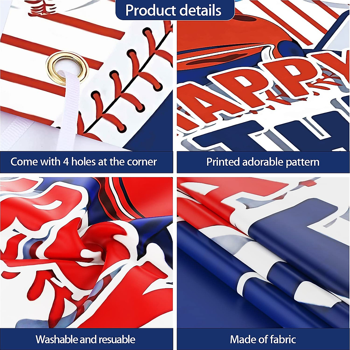 Baseball Birthday Banner Backdrop Baseball Party Decorations Sport Themed Birthday Backdrop for Boys Kids Teens for Holiday Birthday Party Favor Decor Photo Background