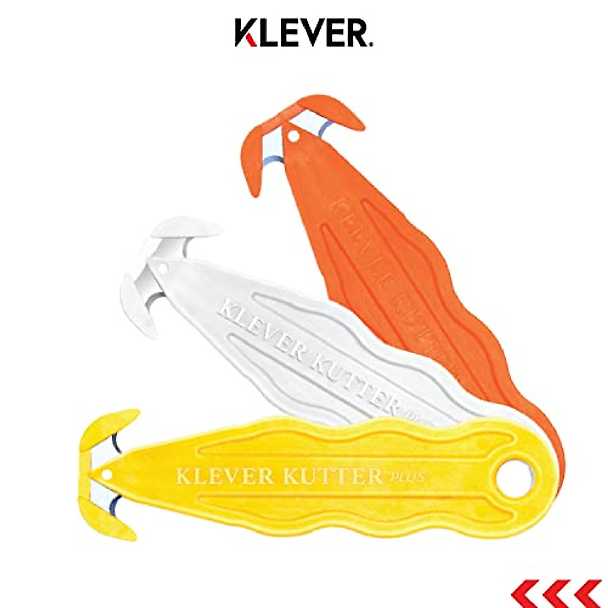 Klever Kutter PLUS Safety Cutter, Carbon Steel Blade, Disposable Package Opener, Utility Knife Cuts Boxes, Film, Tape and More, Orange, 20/pk (PLS-100G)