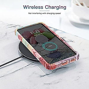 Galaxy S21 Plus Case: Marble Pattern 3-in-1 Heavy Duty Shockproof with Rugged Hard PC & Soft Silicone, Rose Gold