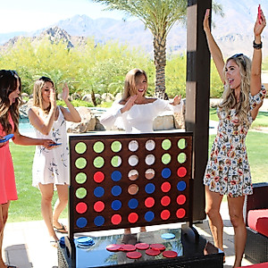 GoSports 3 Foot Width Giant Wooden 4 in a Row Game - Choose Between Classic White or Dark Stain - Jumbo 4 Connect Family Fun with Coins, Case and Rules