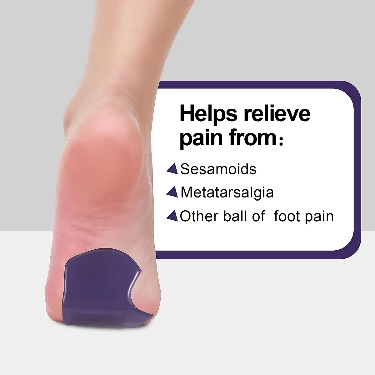 Vabean 8 Pcs Foot Pads for Dancer Forefoot Cushion Pads Metatarsal Foot Pads Gel Pads for Ball of Foot for Relieve Stress Foot Care, Purple