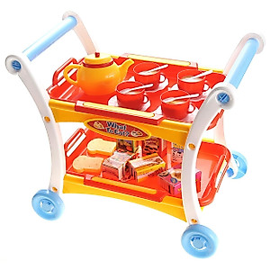 PowerTRC Afternoon Tea Time Trolley Cart Pretend Play Set for Tea Party