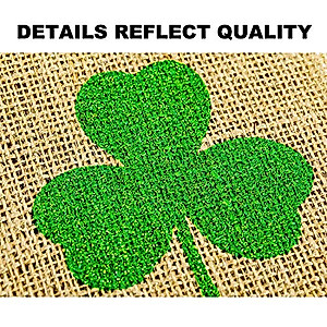 Glitter St Patricks Day Banner For Mantle - Shamrock Garland Banner, NO DIY Shamrock Decorations Rustic Clover Green Irish Garland Banner for Home Office Decor