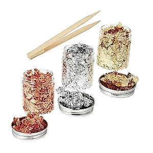 KJHBV 1 Set Gold Foil Paper Scraps Nail Art Stickers Appliques Embellishments Glitter Stickers Glitter Polish Metallic Nail Glitter Powder Nail Art Foil DIY Nail Decor Gold Foil Flake