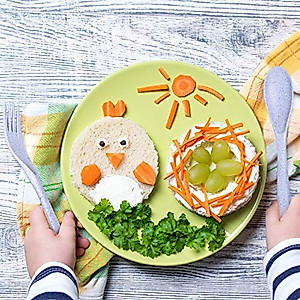 Teivio Reusable Portable Travel Utensils Silverware Forks Spoons Knives & Chopstick, Set of 3 for Camping Wheat Straw Plastic with Storage Case (Pink/Blue/Green)