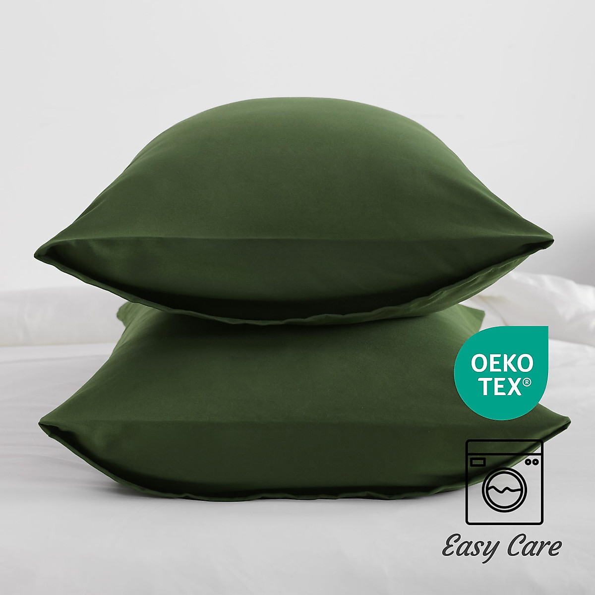 NTBAY King Pillow Cases Set of 2, 2 Pack Brushed Microfiber 20x36 Pillow Cases, Soft, Wrinkle, Fade, Stain Resistant Olive Green Pillow Cases with Envelope Closure, 20x36 Inches, Olive Green