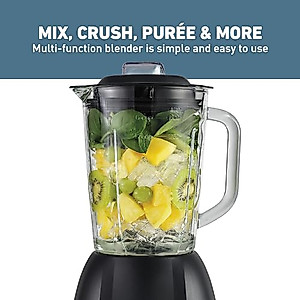 West Bend Blender with 48-Ounce Blending Jar and 20-Ounce Travel Cup, Compact Design with Dial Control, 700-Watts, Black