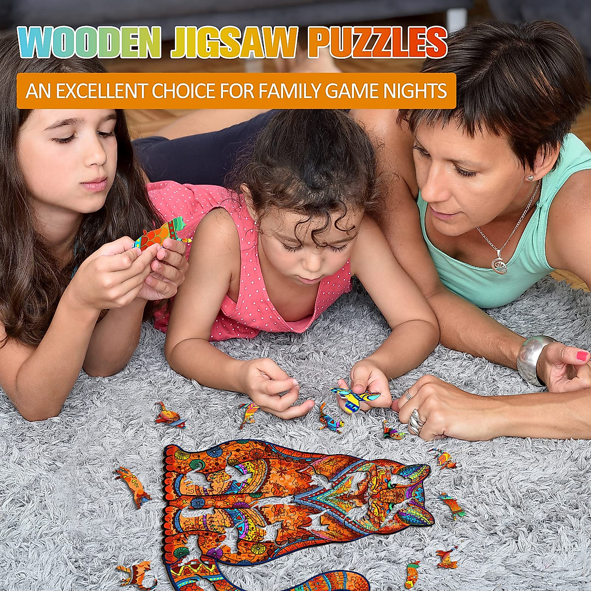 Cat Wooden Jigsaw Puzzles for Adults and Kids, Souhoney Fun Gift for Family and Friends, Unique Laser Cut Whimsy Pieces, Real Wood Animal Shaped Puzzle, Family Games Play Collection 173 PCS