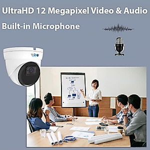 GW Security 12MP Outdoor/Indoor PoE IP Microphone Turret Security Camera (GW12577MIC)