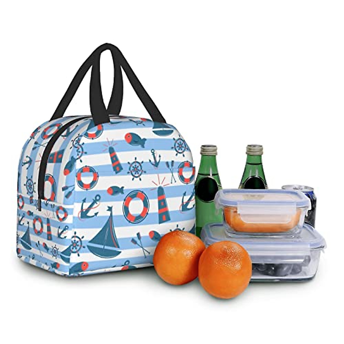 Zminciu Summer Lunch Bag Reusable,Zipper Closure Leakproof Insulated Lunch Box Cooler Tote Bag Food Container Snack Bag