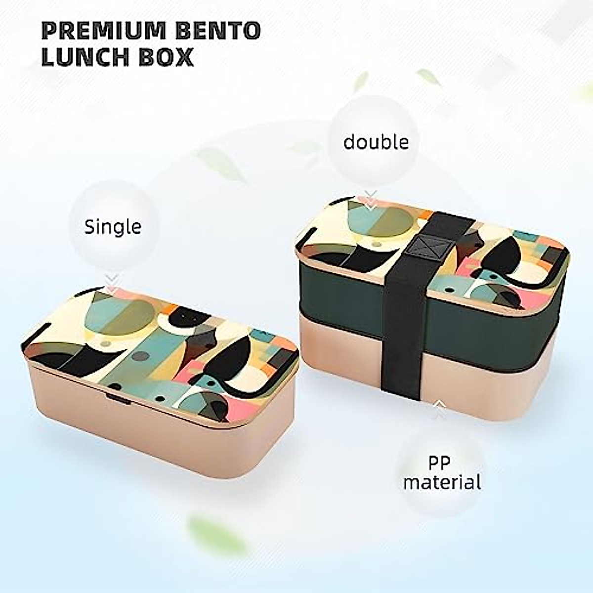Mid-Century Modern Art Cat Adult Lunch Box, Bento Box, With Cutlery Set Of 3, 2 Compartments, Rectangular, Lunch Box For Adults