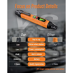 Gas Leak Detector -VITITE Natural and Propane Gas Detector for Home; Mini Portable Gas Alarm for Locate Combustible Gas Leaks Like LPG, LNG, Sewer Gas (Includes 2 Batteries & Carrying Pouch) - Orange