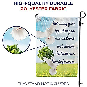 America Forever Garden Flag - Loved and Missed, Cemetery Memorial Religious Bereavement Garden Flags 12x18 Double Sided, Yard Outdoor Decorative Flag