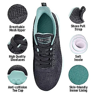 ZOOMCO Womens Air Running Shoes Womens Walking Shoes Lightweight Women Sneakers Air Cushion Tennis Shoes for Gym Workout Sports Gray-Green
