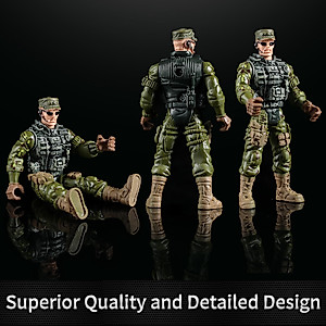 Army Men Action Figures Set, Include 12 Toy Soldiers with Digital Camo and Millitary Weapons-US Army Special Forces Group Toys for Kids Boys, Best Age 4-7 Year Old