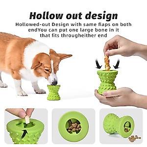 Interactive Treat Dispensing Puppy Toys - Dog Bones for Aggressive Chewers Super Dog Toys Tough Chew for Dogs Toy Bone, Natural Rubber Leaked Dumbbells