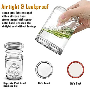 Freontus Wide Mouth Mason Jars 16 oz [6 Pack], Glass Mason Jars 16 oz with Metal Airtight Lids and Bands Canning Jars for Fermenting Pickling Freezing Preserving Meal Prep Jar Décor