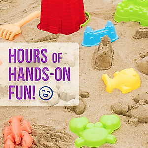 Click N' Play Toddler Beach Toys for Kids 3-10 - 13 Piece Sand Toys Including Sand Bucket, Watering Can, Rake, Shovel, 9 Sand Molds, and Mesh Beach Toy Bag - Beach Sandbox Toys for Toddlers & Kids