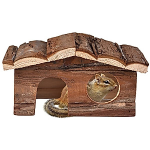 Hamster Chewing Toy Natural Wooden House Safe Hideout Hut for Mice Gerbils
