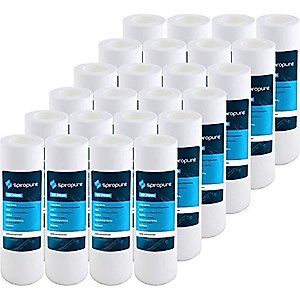 SpiroPure SP-PD50 10x2.5 50 Micron Thermal Bonded Grooved Polypropylene Sediment Water Filter Cartridge PD-50-934 155752-43 (Case of 24)