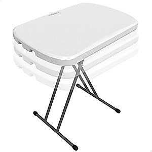 Lifetime 80251 Adjustable Folding Laptop Table TV Tray, 26 Inch, White Granite