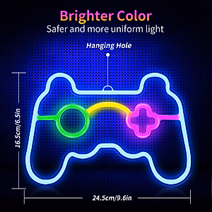 Game Neon Sign Gamepad Shape LED Neon Signs for Gamer Room Wall Bedroom Decor, Gamer Gifts Neon Lights for Boys Teen Gaming Zone Party Decoration