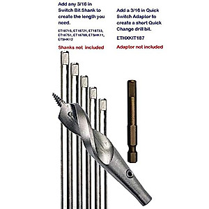 Eagle Tool US ETS56236 Flex Shank Installer Drill Bit, Interchangeable Switch Bit, Screw Point, 9/16-Inch by 36-Inch, Made in The USA