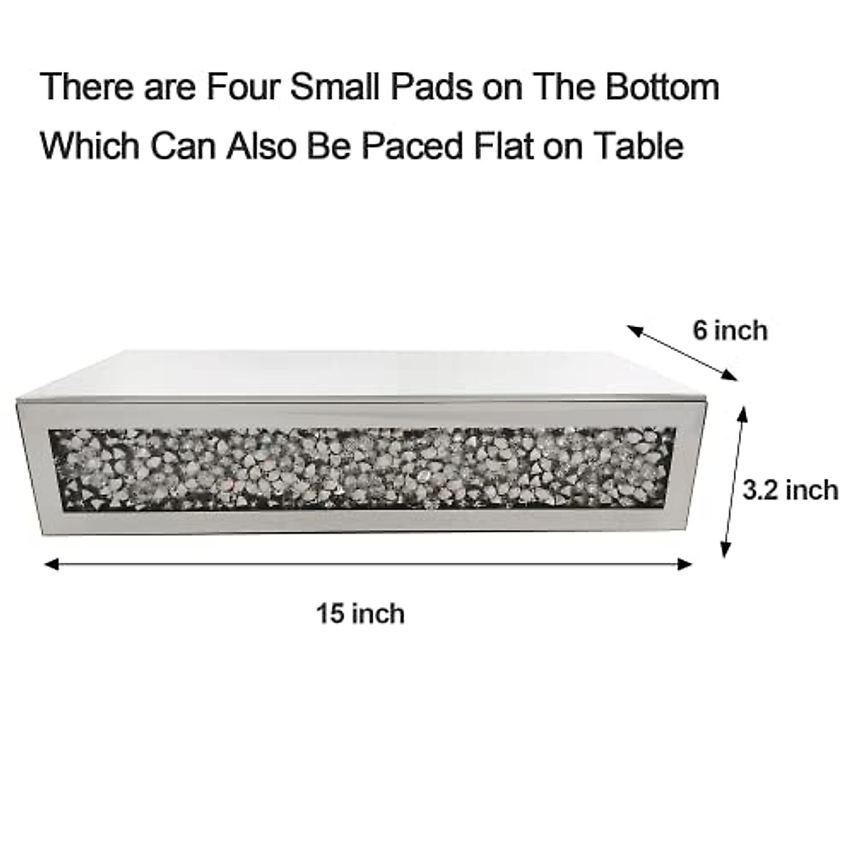 LXARTZJ Diamond Crystals Wall Rack Mirror Crushed Diamond Decorative Wall Shelf for Home Decoration Crystal Diamond Wall Art Decor Accent Piece Showcase