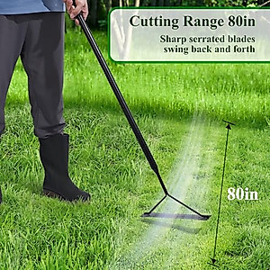 DACK 43" Weed Grass Cutter with Double-Edged Serrated Sharp Steel Blade, Manual Weed Whacker Grass Whip Cutting Hand Tool, Handheld Weed Wacker for Overgrown Weeds in Yard, Field and Ditches