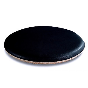 ZIBENE Faux Leather Kitchen Chair Pads, Round Chair Cushions 16 Inch, Seat Cushions for Dining Room Chairs Thick Memory Foam, Waterproof Seat Pads for Chairs Dining Outdoor Indoor Black