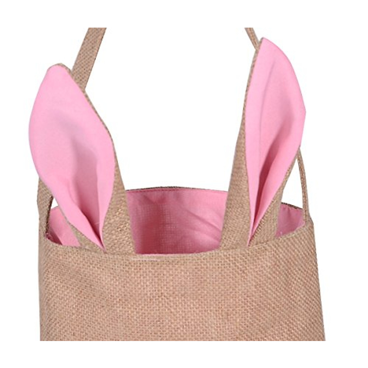 KEFAN 6 Pack Easter Bunny Bags Easter Bunny Baskets Jute Burlap Bunny Ear Tote Bags (Easter Bags 02)