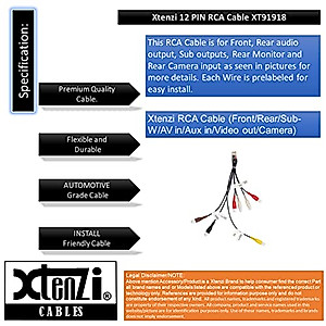 Xtenzi RCA Cord Assembly Harness Car Audio Video Compatible with Pioneer AVH240EX, AVH241EX, DMH130BT, DMH240EX, DMH241EX, DMH340EX, DMH341EX, DMH342EX