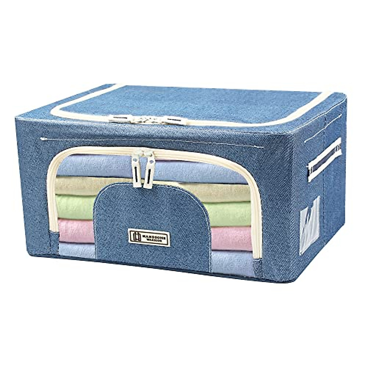 Storage Bins, Foldable,Stackable Clothes Storage Bags,clothes organizer,for Clothes With Large Clear Window Carry Handles, for Bedding, Linen, Clothes (24 L 1 Pack)