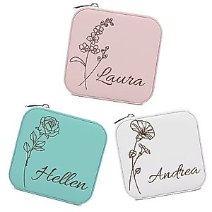 Xulufan Custom Travel Jewelry Organizer Case Personalized Jewelry Box，Ring Holder For Jewelry, Travel Accessories，Jewelry Gift for Women Girl