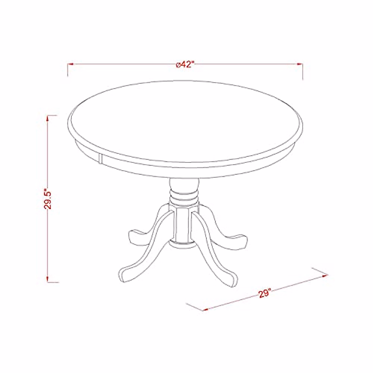 East West Furniture HLT-BMK-TP Hartland Kitchen Dining Table - a Round Wooden Table Top with Pedestal Base, 42x42 Inch, Buttermilk & Cherry