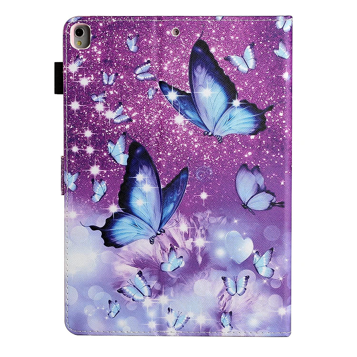 YUNHOTIC Case for iPad 9th/8th/7th Generation 10.2 inch (2021/2020/2019 Release) Auto Wake/Sleep, Premium PU Leather Folding Stand Cover with Pen Holder & Multiple Viewing Angles - Purple Butterfly