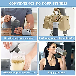 Milkary 4Pcs Protein Powder Storage Container, 4 Layer Stackable Leak-proof Formula Dispenser to Go with Funnels Stand, Portable Keychain Travel Protein Powder Container for Workout Fitness Travel