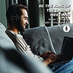 PowerLocus Active Noise Cancelling Headphones Over Ear, Wireless Headphones with Microphone, Hi-Fi Stereo, Soft Memory Foam Ear Cups, 35H Playtime and Fast Charging for Phones, Home Office, TV, Travel